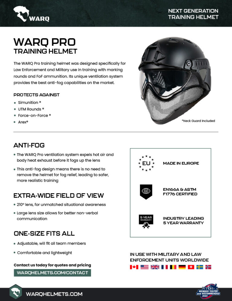 Documentation - WARQ Pro Helmet | Zero Fog Training Helmet | F1776 ...